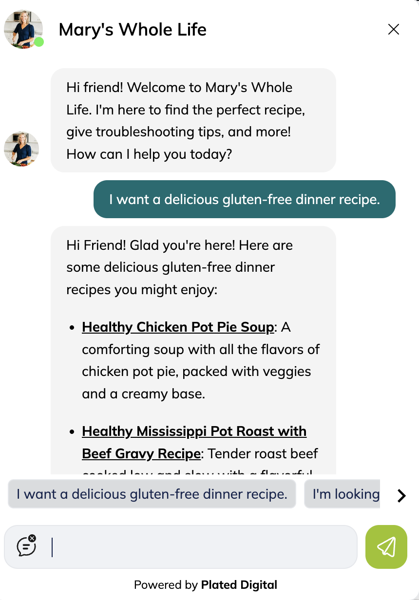 Recipe Chatbot | Plated Digital